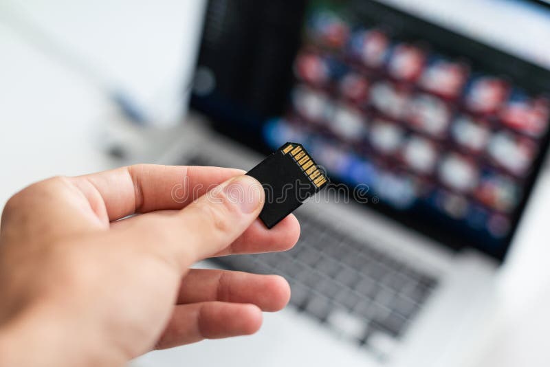 Flash card micro SD, chip. stock photo. Image of gold - 292630138