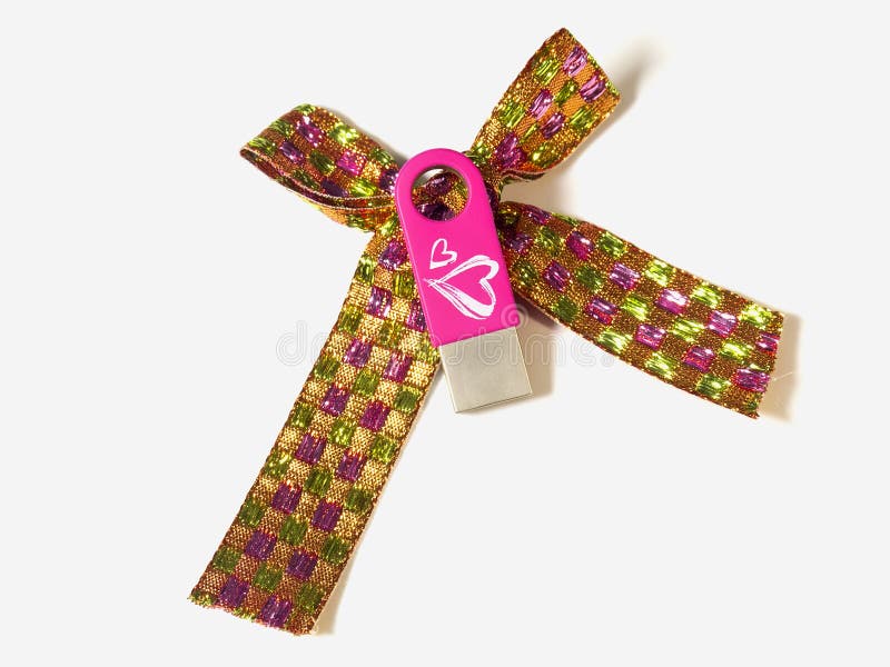 Flash Card Rosa Con I Cuori E Un Bello Arco Isolato Immagine Stock ...