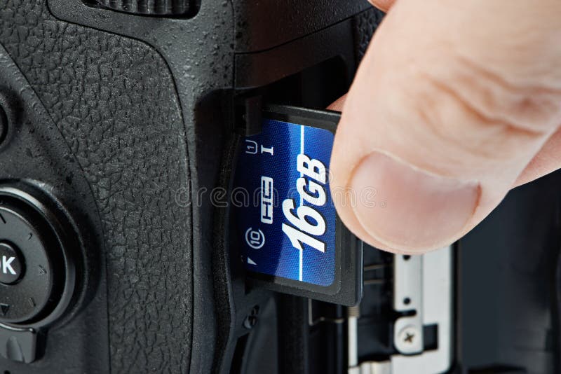 Flash Card SD and DSLR Camera Stock Image - Image of memory, border ...