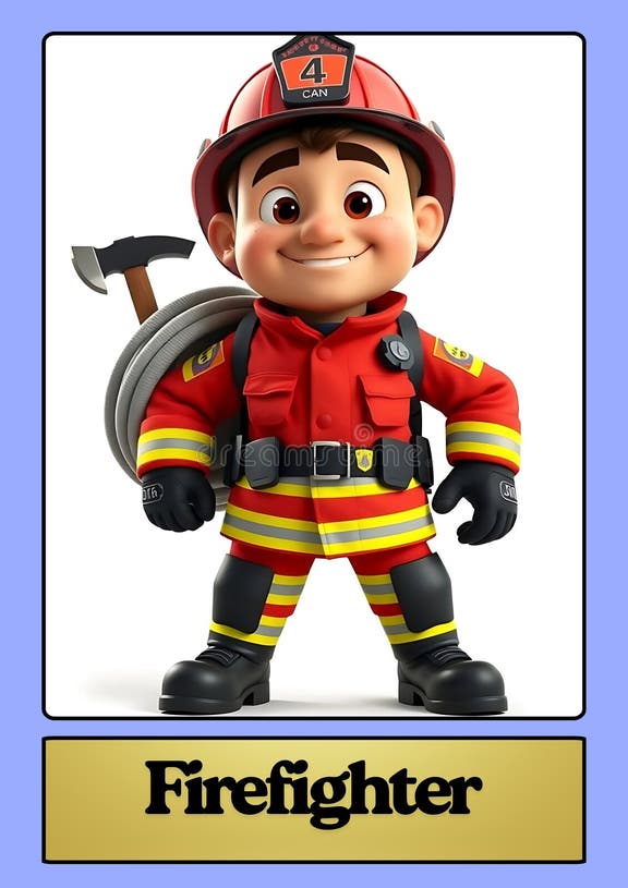 Firefighter Flash Cards stock illustration. Illustration of person ...