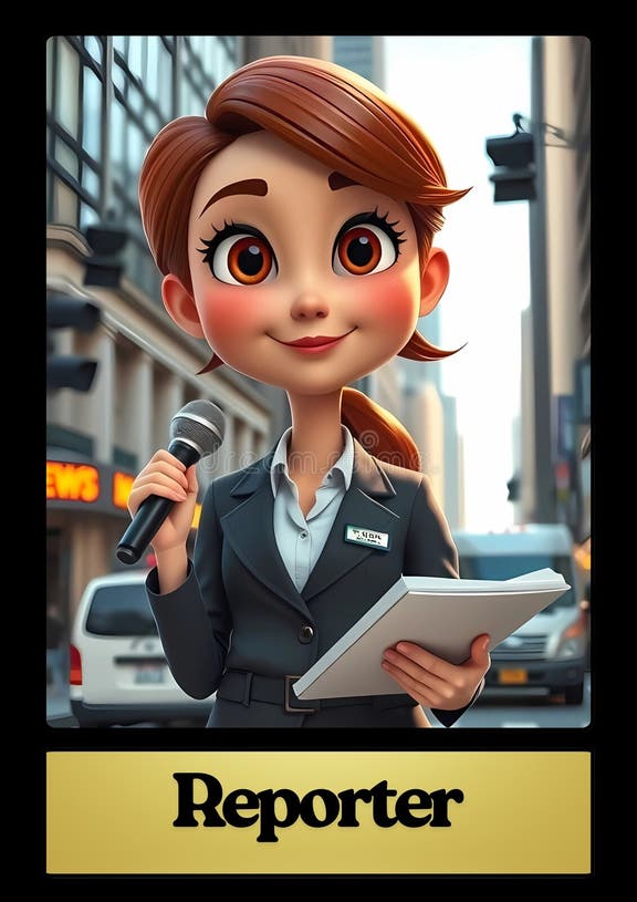 Reporter Flash Cards stock illustration. Illustration of blue - 397676355