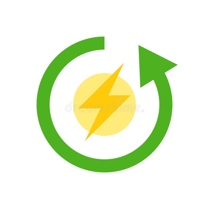 Flash and Circle Arrow, Clean Energy Flat Icon Stock Vector ...