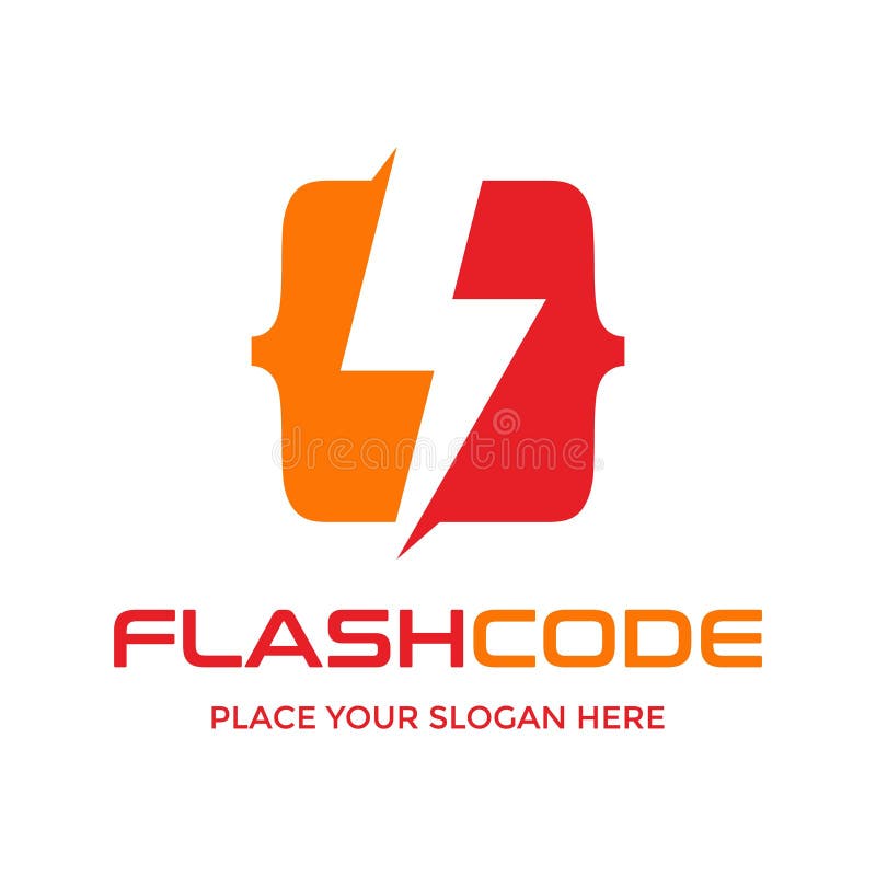 Flash Code Logo Vector stock vector. Illustration of light - 263516101