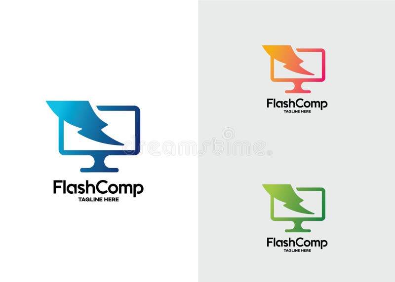 Flash Computer Logo Design Template Stock Vector - Illustration of ...