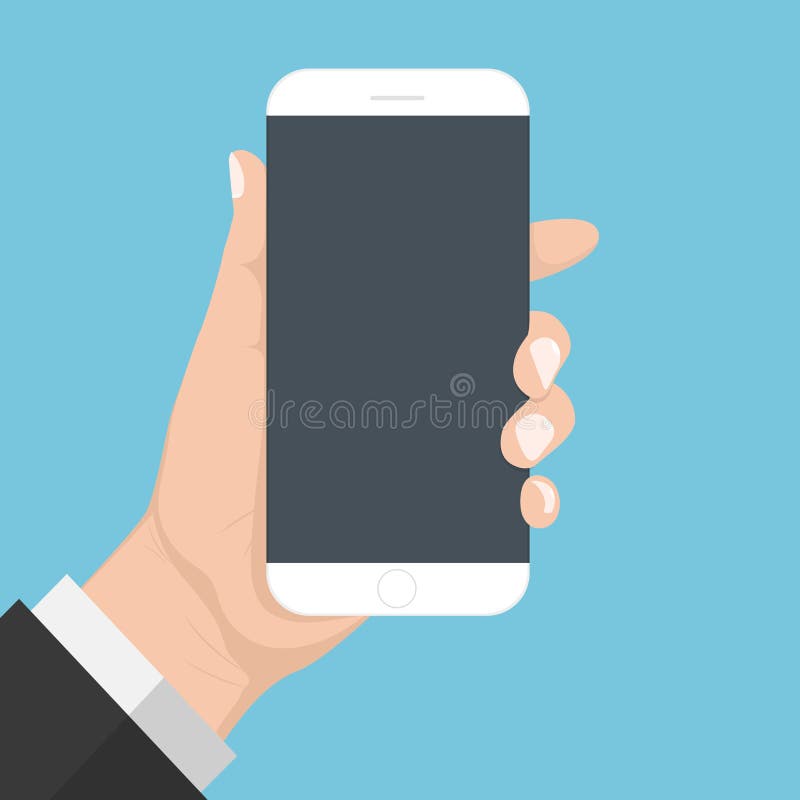 Flash Design with Long Shadow Hand Holding the Smart Phone with Blank ...