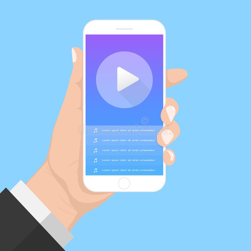 Flash Design with Long Shadow Hand Holding the Smart Phone with ...