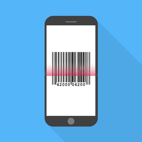 Flash Design with Long Shadow the Smart Phone with Bar Code on Screen ...
