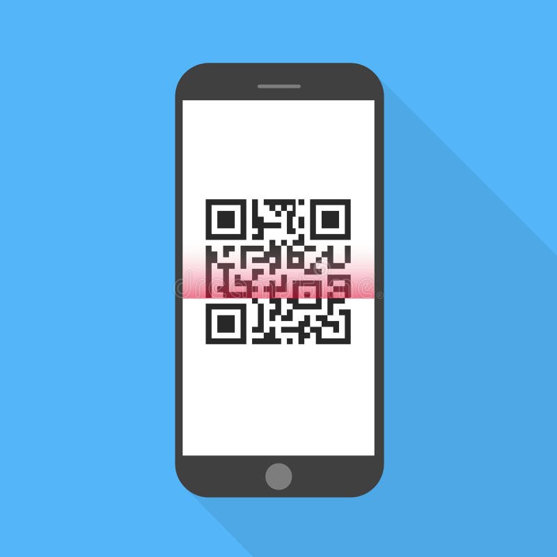 Flash Design with Long Shadow the Smart Phone with QR Code on Screen ...