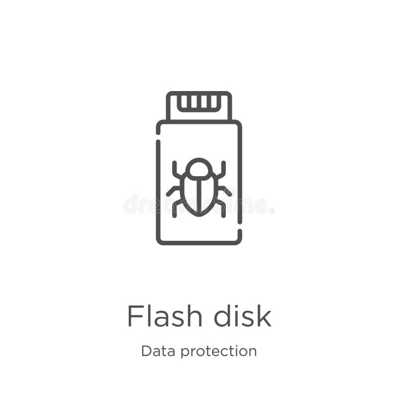 Flash Disk Icon Vector from Data Protection Collection. Thin Line Flash ...