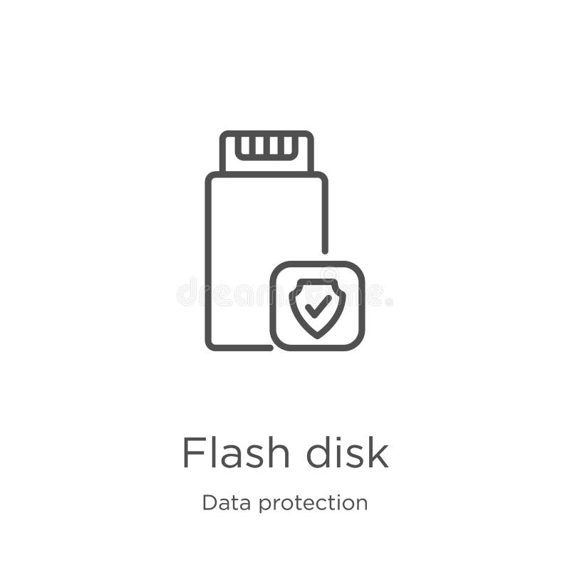 Flash Disk Icon Vector from Data Protection Collection. Thin Line Flash ...