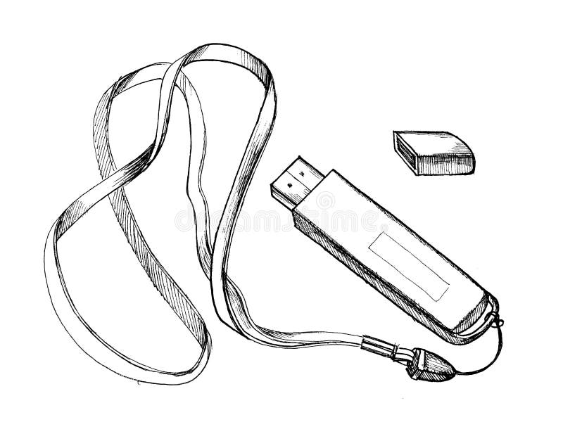 Flash drive stock illustration. Illustration of drawing - 12996507