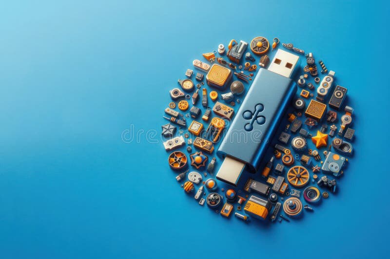Flash Drive Abstract Illustration. Place for Text. Stock Illustration ...