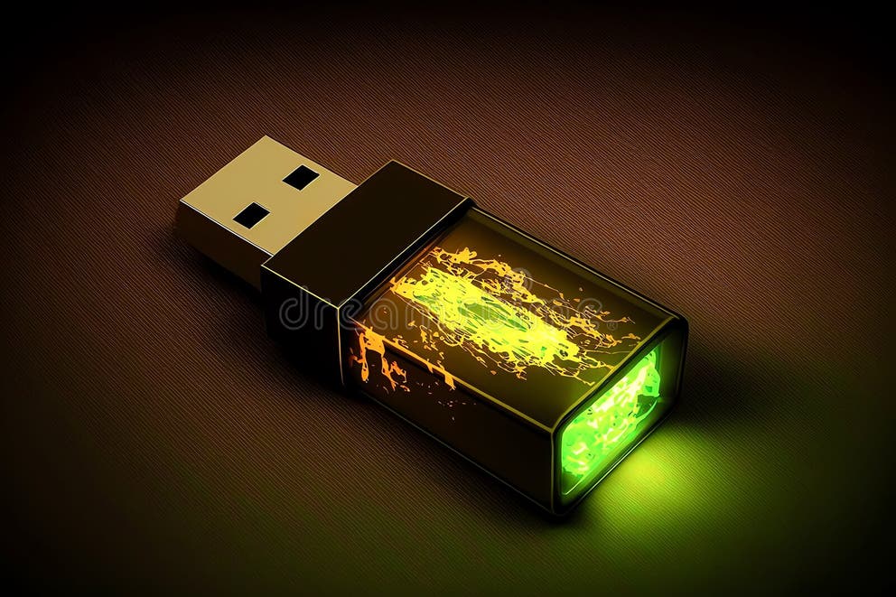 Flash Drive Burning. Fast Flash Drive in Fire. Data Destruction Concept ...