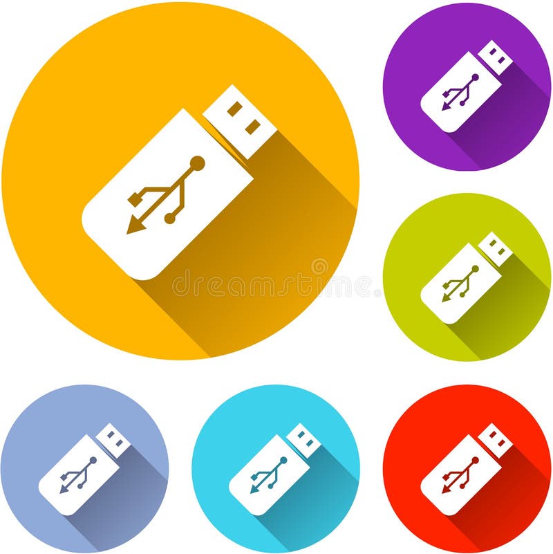 Flash Drive Circle Icons Set Stock Vector - Illustration of design ...