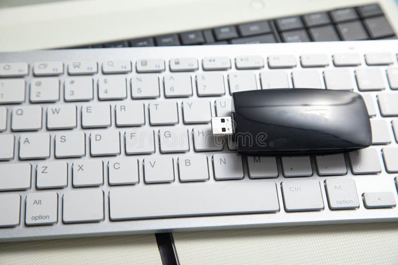 Flash Drive with a Computer Keyboard Stock Photo - Image of backup ...