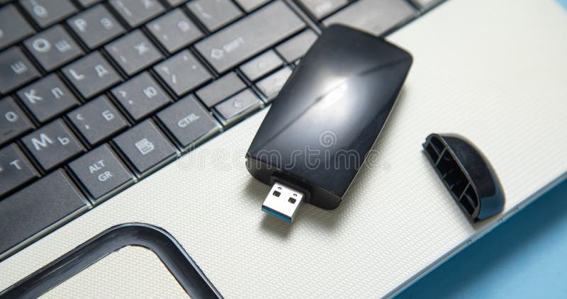 Flash Drive with a Computer Keyboard Stock Image - Image of memory ...