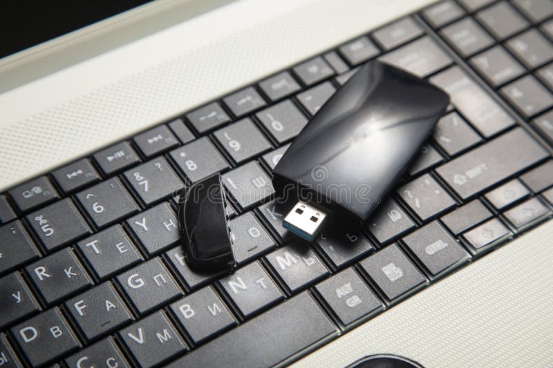 Flash Drive with a Computer Keyboard Stock Photo - Image of device ...