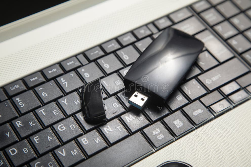 Flash Drive with a Computer Keyboard Stock Photo - Image of device ...