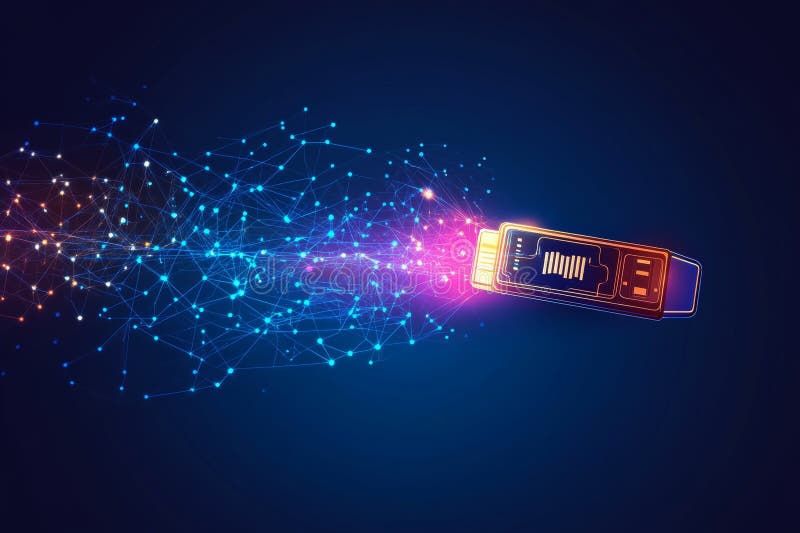 Flash Drive with Data Transfer Illustration Stock Illustration ...
