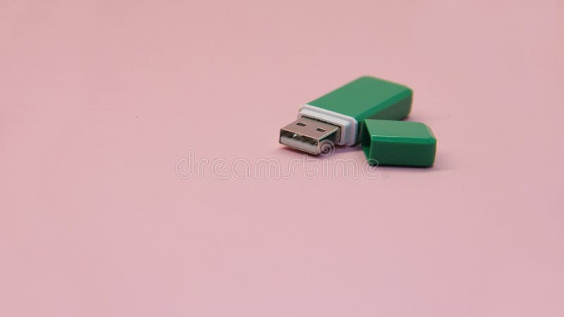 Green USB Flash Drive with Open Lid on a Light Background Stock Image ...
