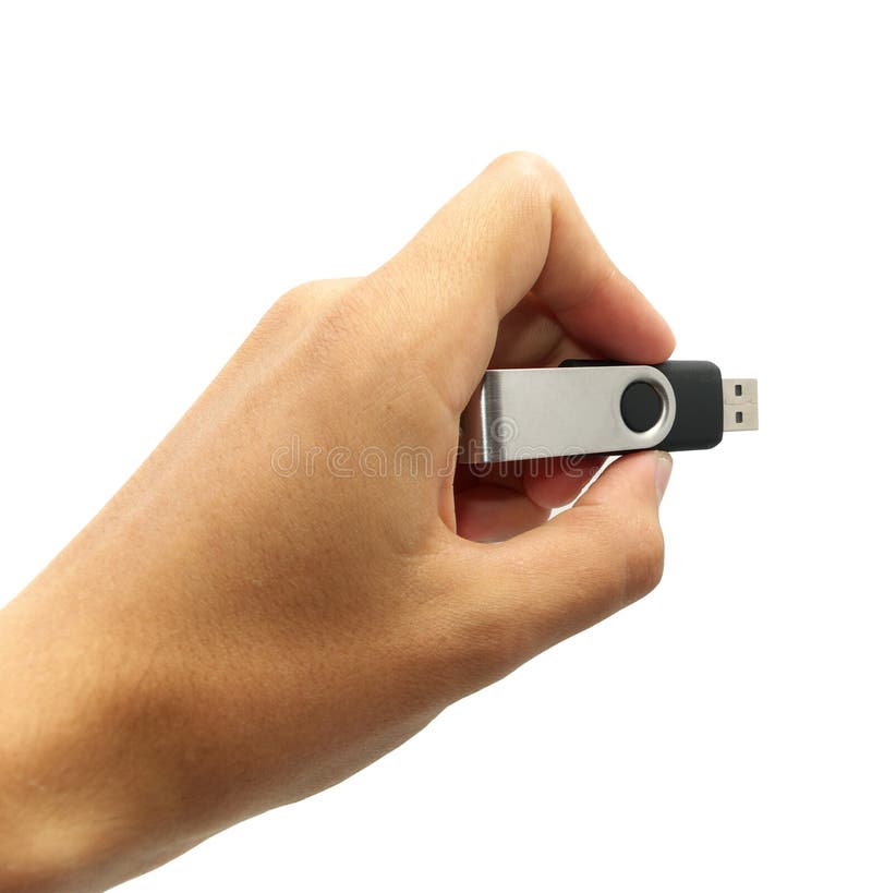 Flash drive in hand stock image. Image of cybernetic - 11247107