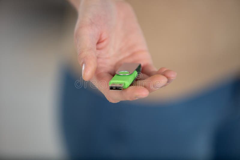Flash Drive in Hand Isolated on White Background Stock Image - Image of ...