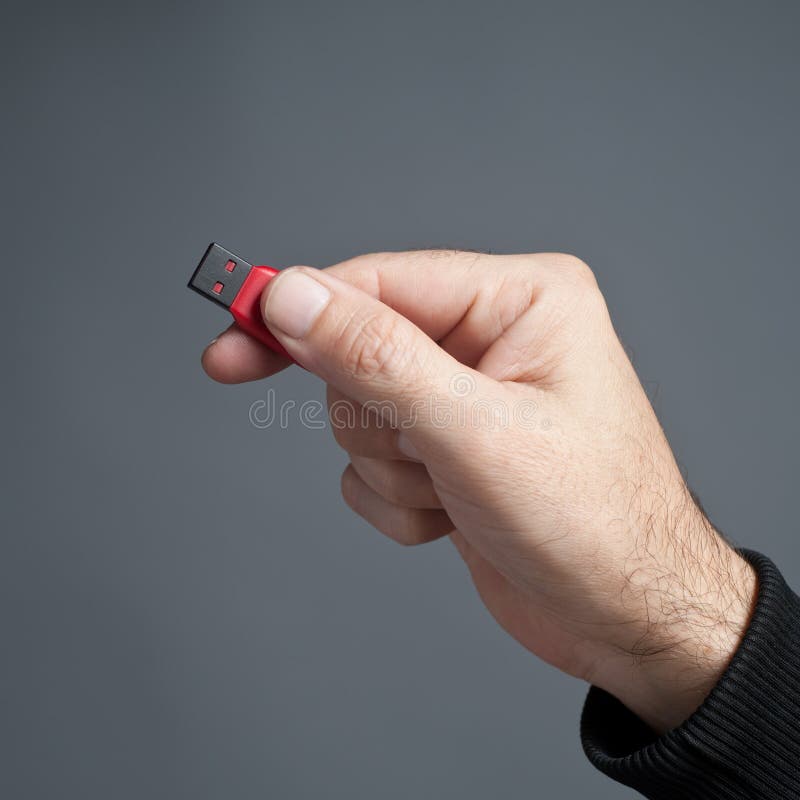 Flash drive in hand stock image. Image of connection - 68644455