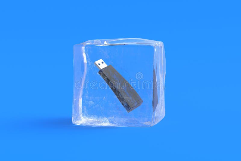 Flash drive in ice cube stock illustration. Illustration of modern ...