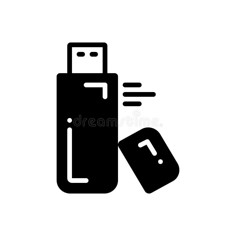 Black Solid Icon for Flash Drive, Storage and Pen Stock Vector ...