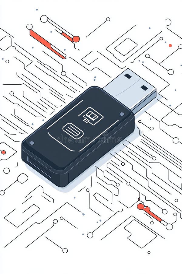 Flash Drive with Data Transfer Illustration Stock Illustration ...