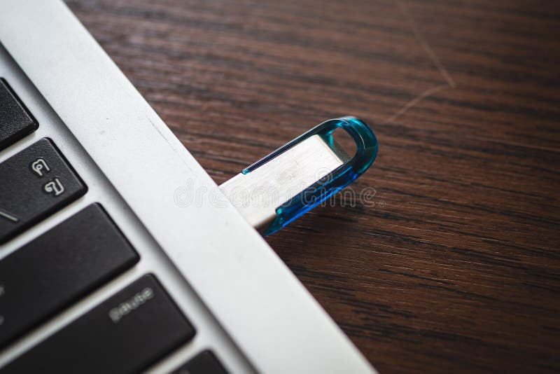 The Flash Drive is Plugged into the Laptop Stock Photo - Image of ...