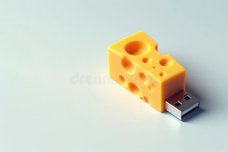 A Flash Drive in the Shape of Cheese. Space for Text. Stock Photo ...