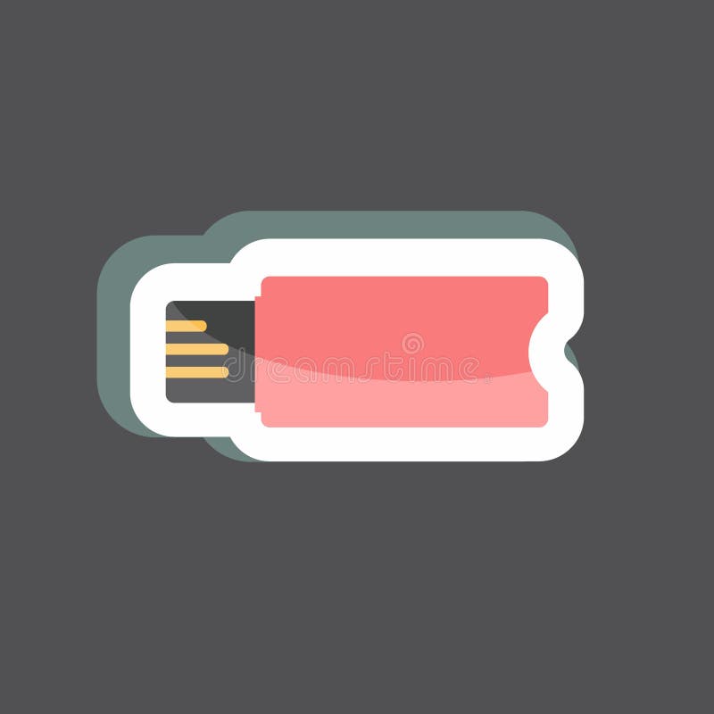 Flash Drive Sticker in Trendy Isolated on Black Background Stock ...