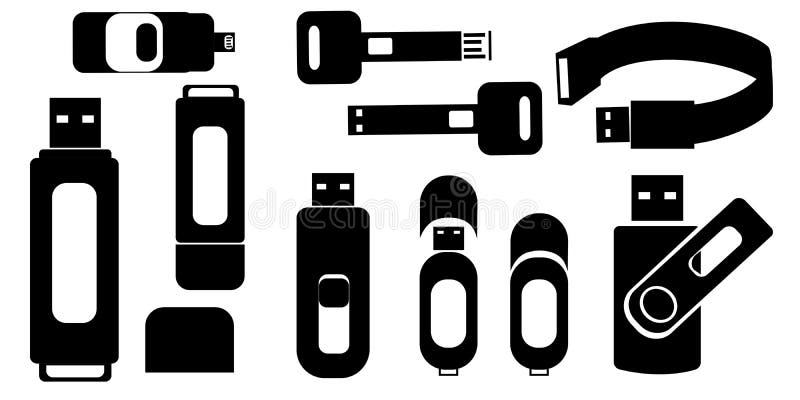 Flash Drive (USB Memory) Simple Icons Set Vector Illustration Stock ...