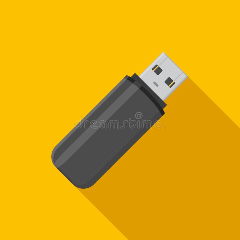 Flash Drive USB Memory Stick Icon on Yellow Background. Stock ...
