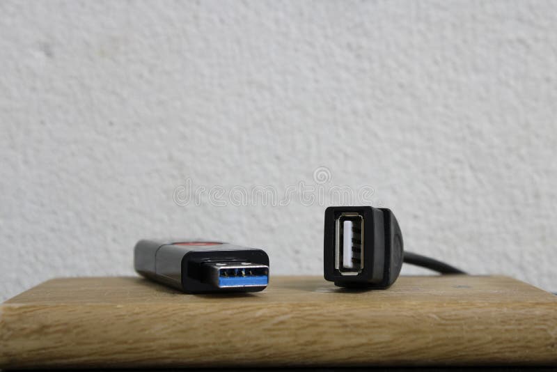 Flash Drive and Usb Port Placed on Table. Stock Image - Image of table ...