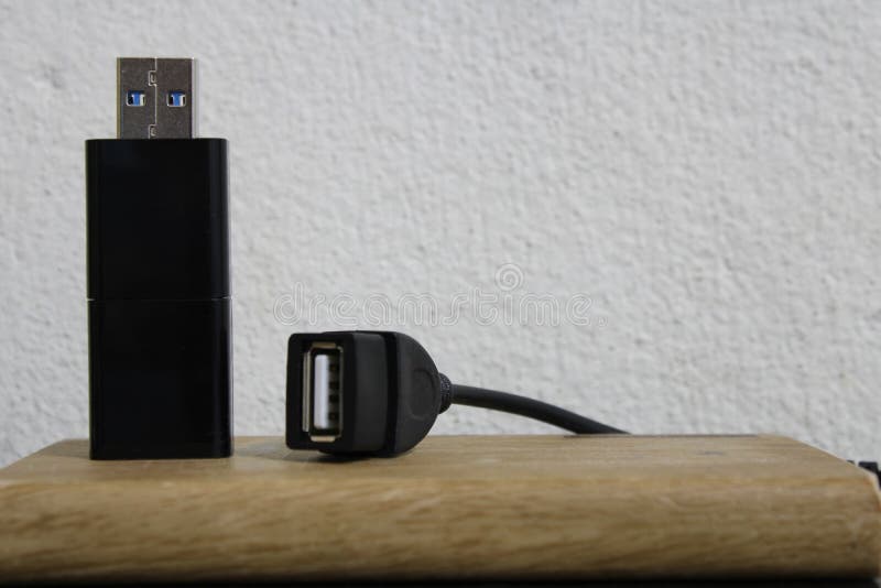 Flash Drive and Usb Port Placed on Table. Stock Image - Image of hard ...