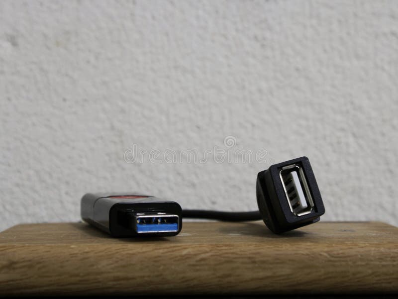 Flash Drive and Usb Port Placed on Table. Stock Photo - Image of ...