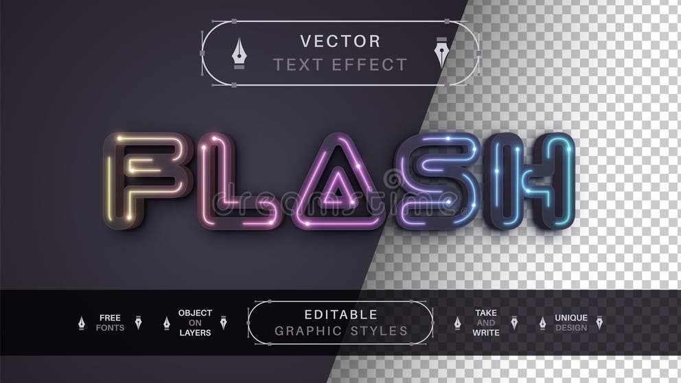 Flash - Editable Text Effect, Font Style Stock Vector - Illustration of flash, flashes: 320097271