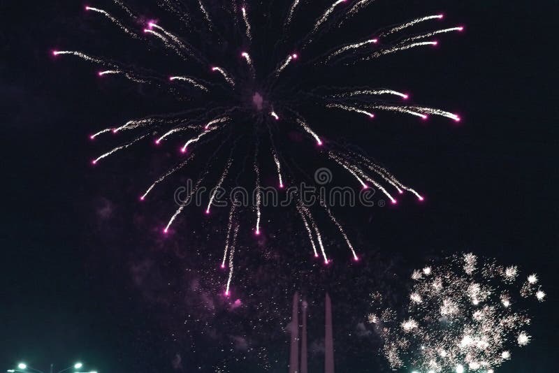 A Flash of Fireworks Against a Dark Sky Stock Image - Image of festive ...
