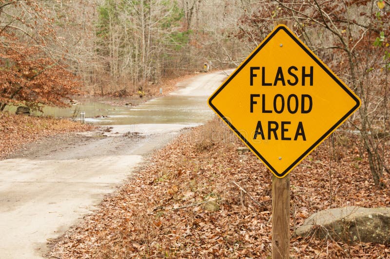 Flash Flood Area Sign stock image. Image of flash, woods - 50913423