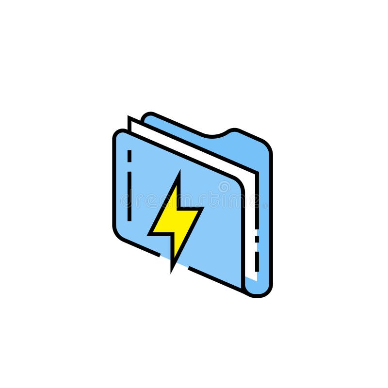 Flash folder line icon stock vector. Illustration of bolt - 155290105