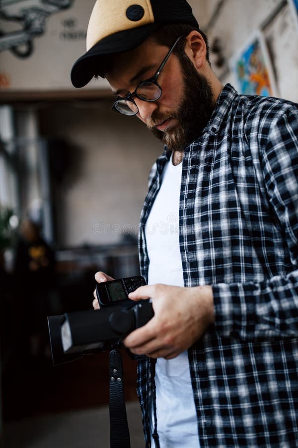 Flash in the Hands of a Man in the Building Stock Photo - Image of ...
