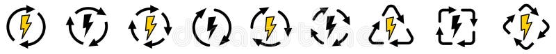 Flash Icon in Arrows Forming Cycle, Two Three and Four Arrow Version ...