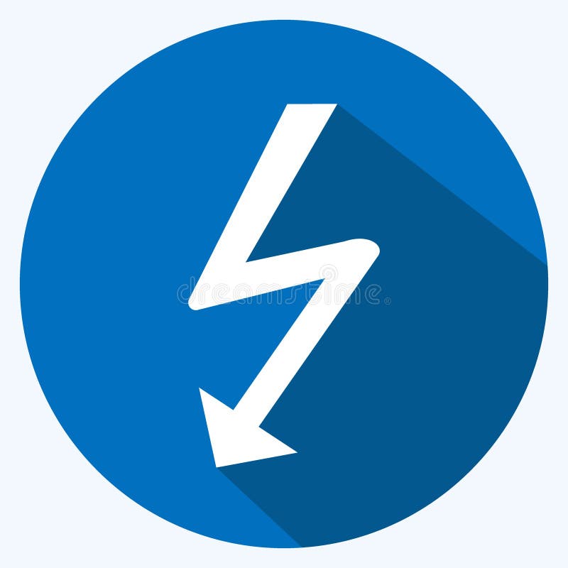 Flash Icon in Trendy Long Shadow Style Isolated on Soft Blue Background ...