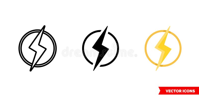 Flash Icon of 3 Types Color, Black and White, Outline. Isolated Vector ...