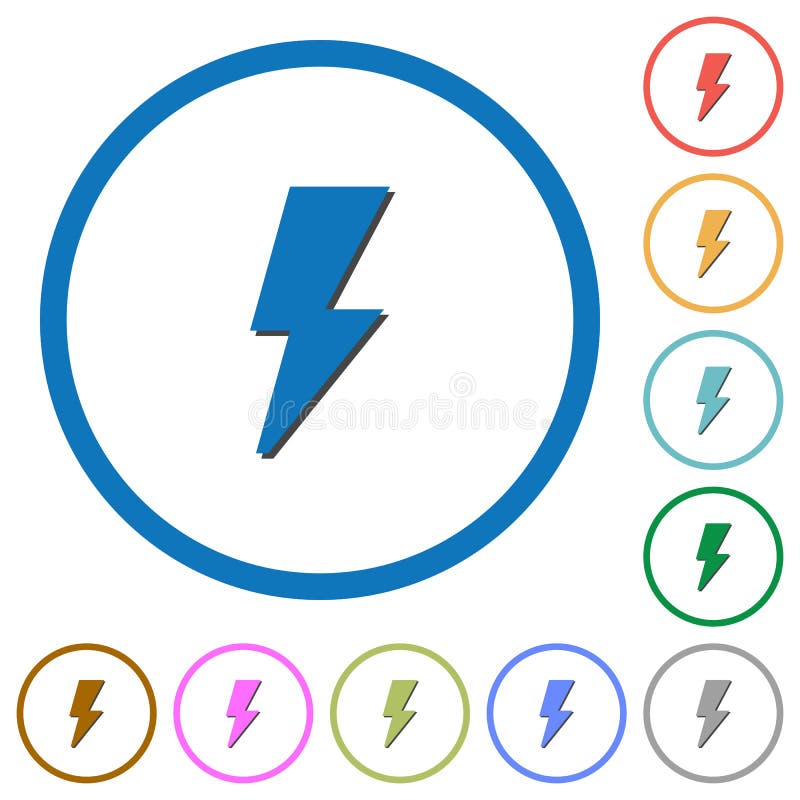 Flash Icons with Shadows and Outlines Stock Vector - Illustration of ...