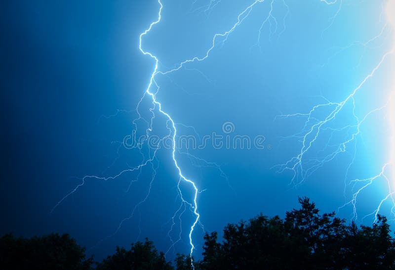 Lightning on the Sky during Summer Storm Stock Image - Image of spark ...