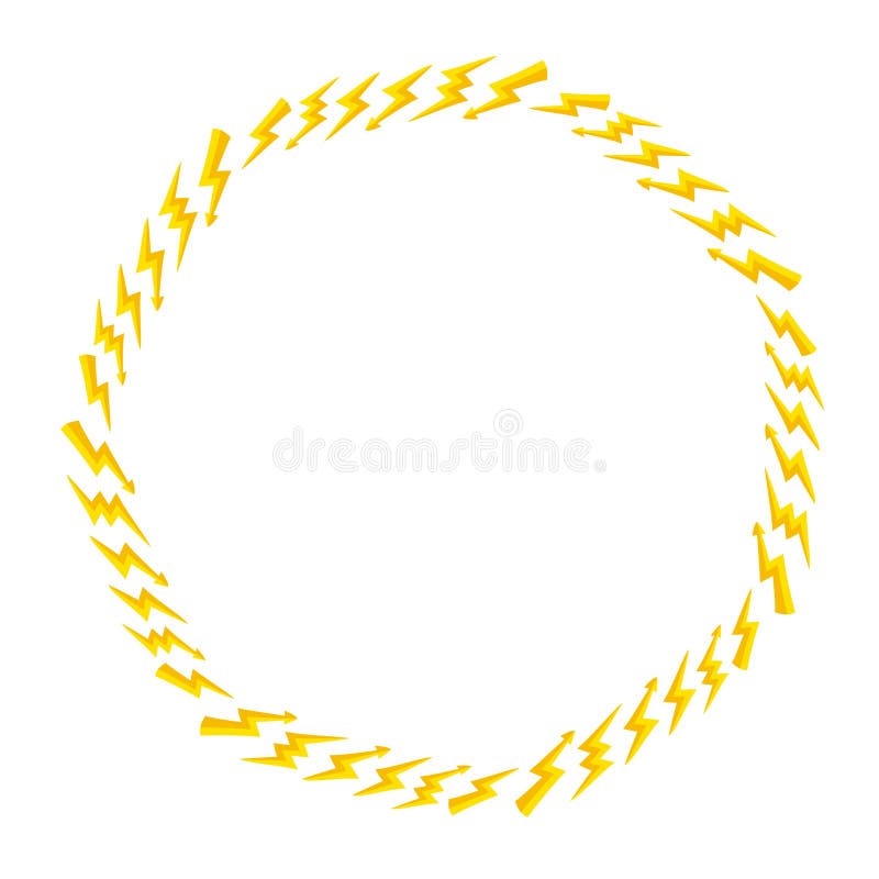 Flash Lightning Art Drawn Round Frame Stock Vector - Illustration of ...