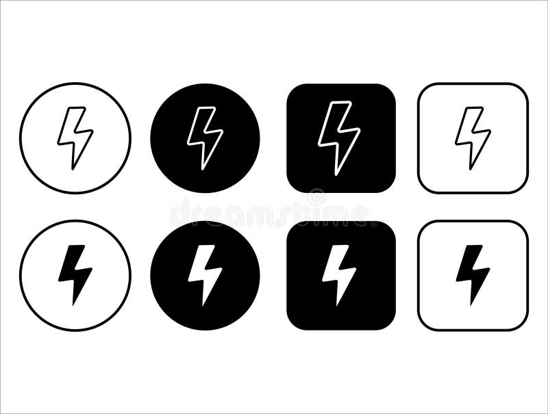 Flash Lightning Bolt Icon Set. Energy Sign Stock Vector - Illustration ...